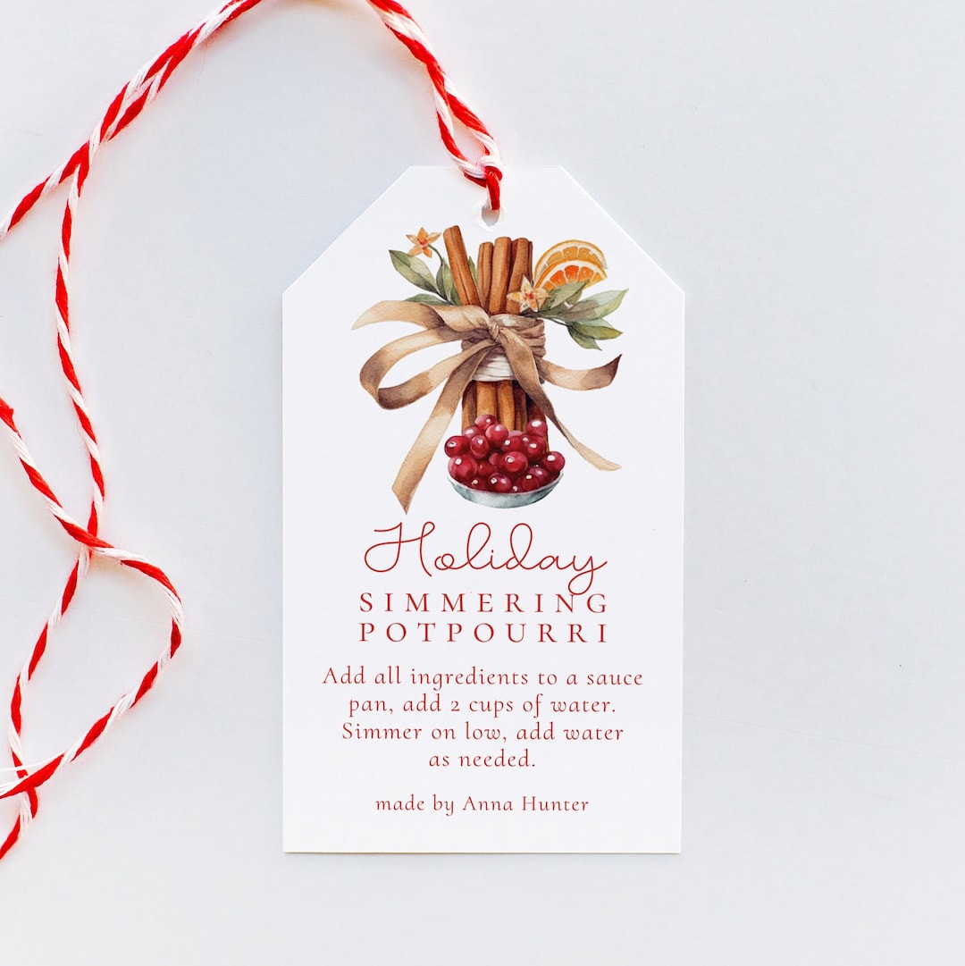 Printable Simmering Holiday Potpourri Tag, 100% Editable Template ...