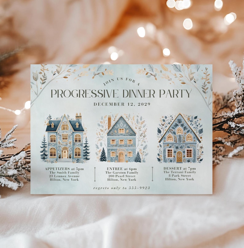 Winter Progressive Dinner Invitation, Neighborhood Holiday Party ...