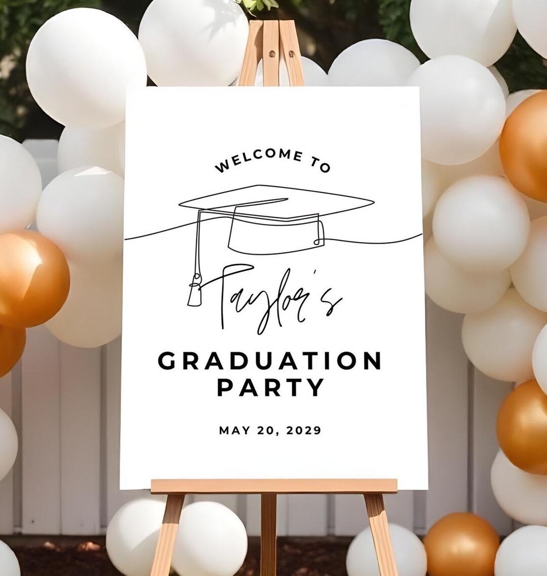 Minimalist Graduation Party Welcome Sign: Editable Canva Template ...