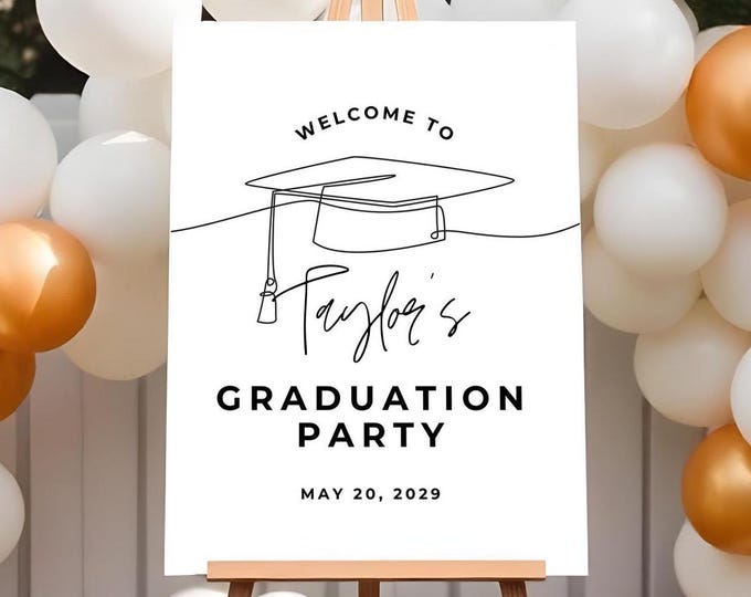 Minimalist Graduation Party Welcome Sign, Editable Sign Template, High ...