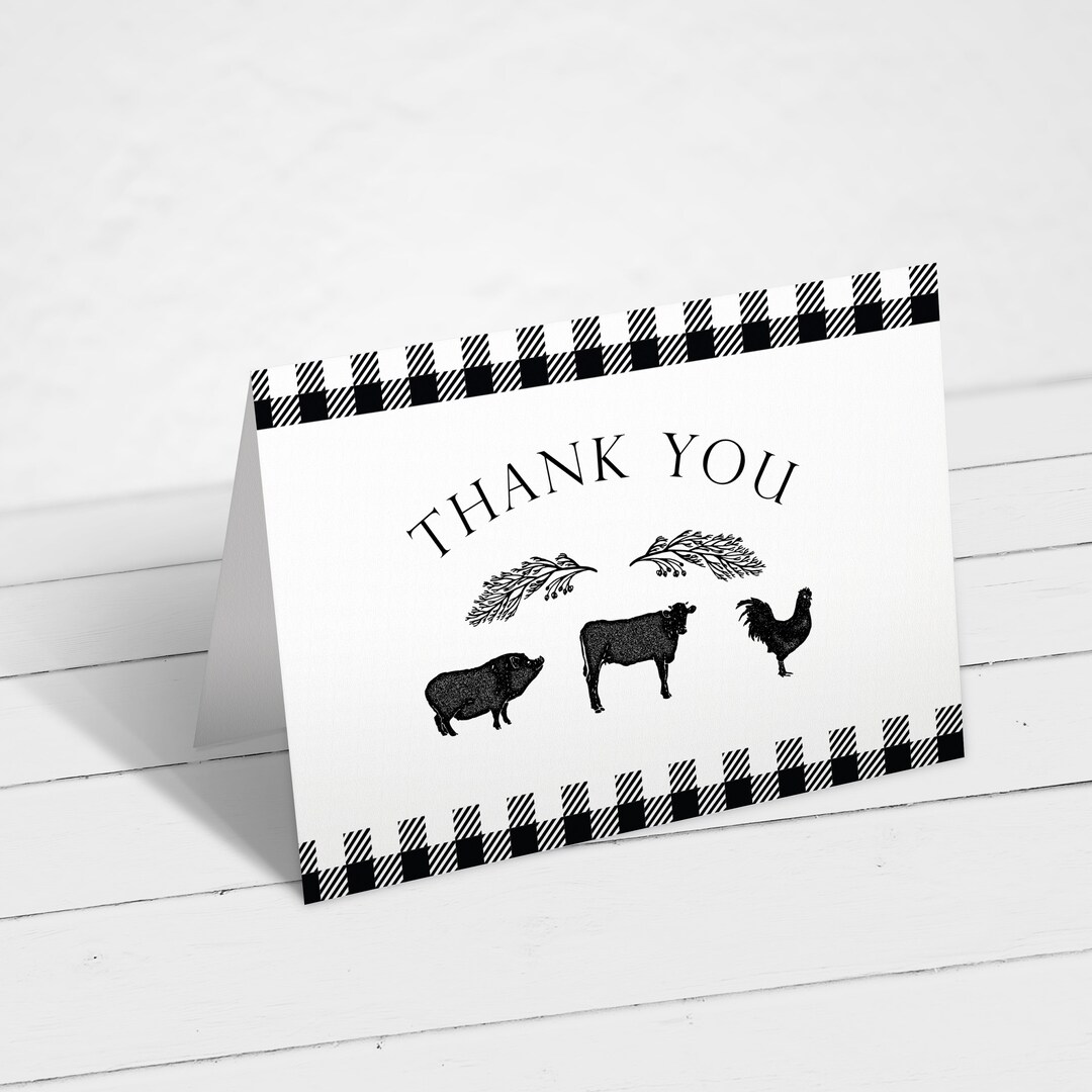 BBQ Thank You Note Card | Printable Thank You Note Card | Baby-q, Bibs ...