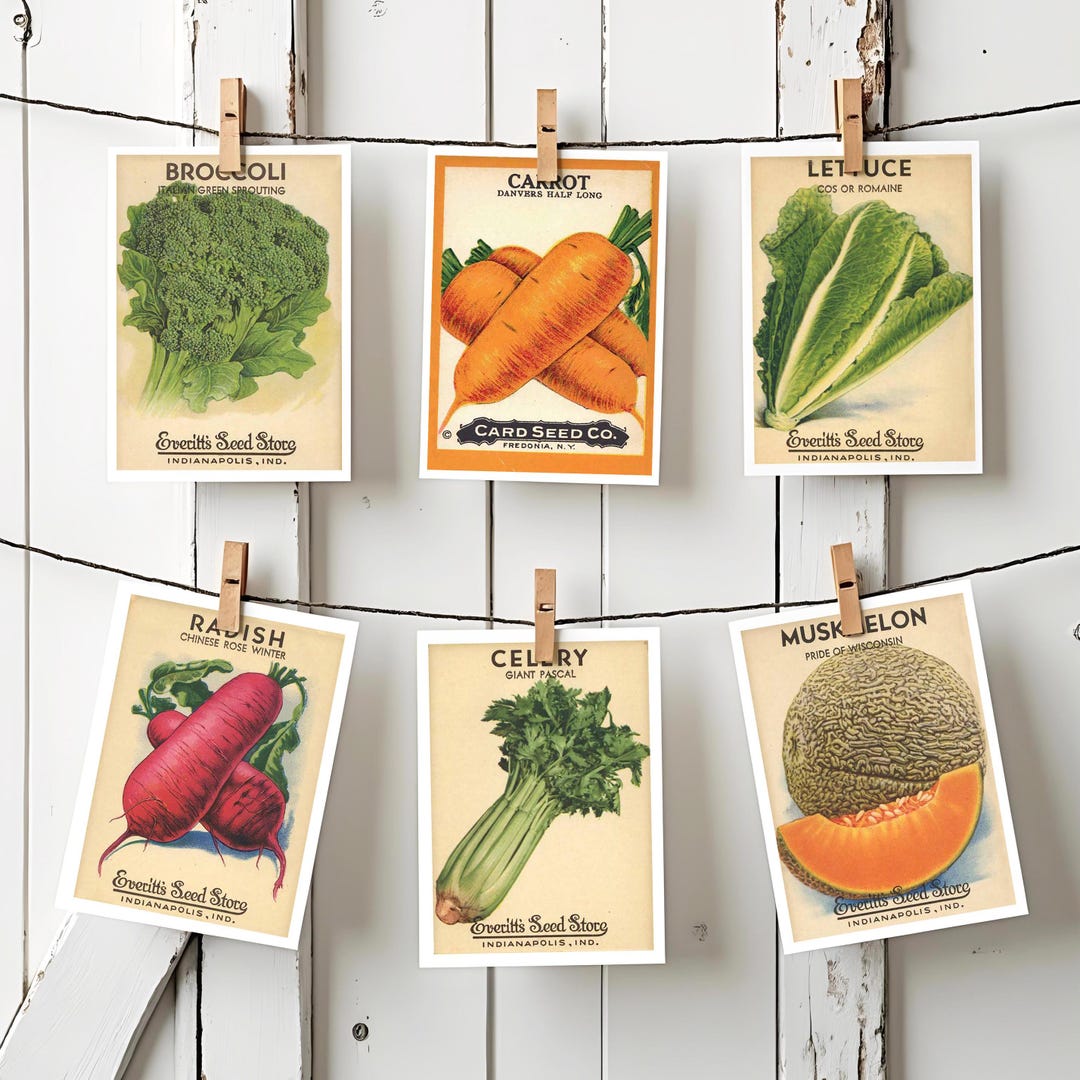PRINTABLE Vintage Seed Banner, Farmers Market, Fruit and Vegetables ...
