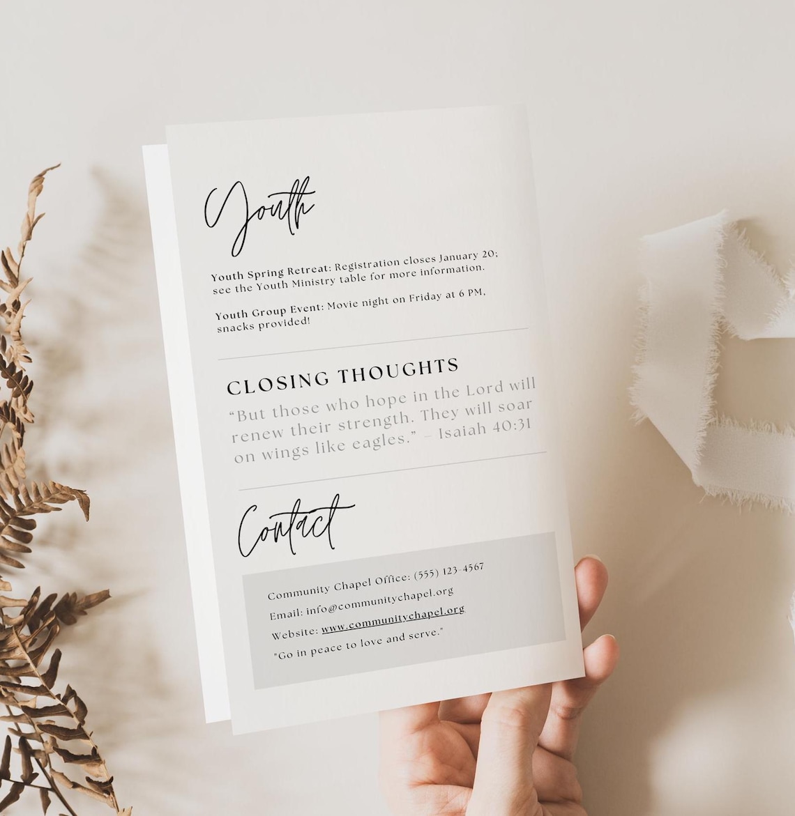Modern Church Bulletin Template, Weekly Order of Service, Canva ...