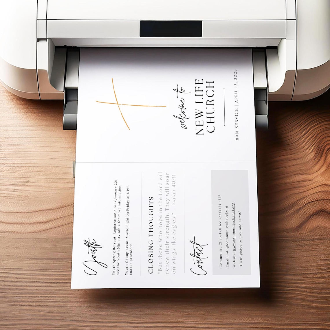 Modern Church Bulletin Template, Weekly Order of Service, Canva ...