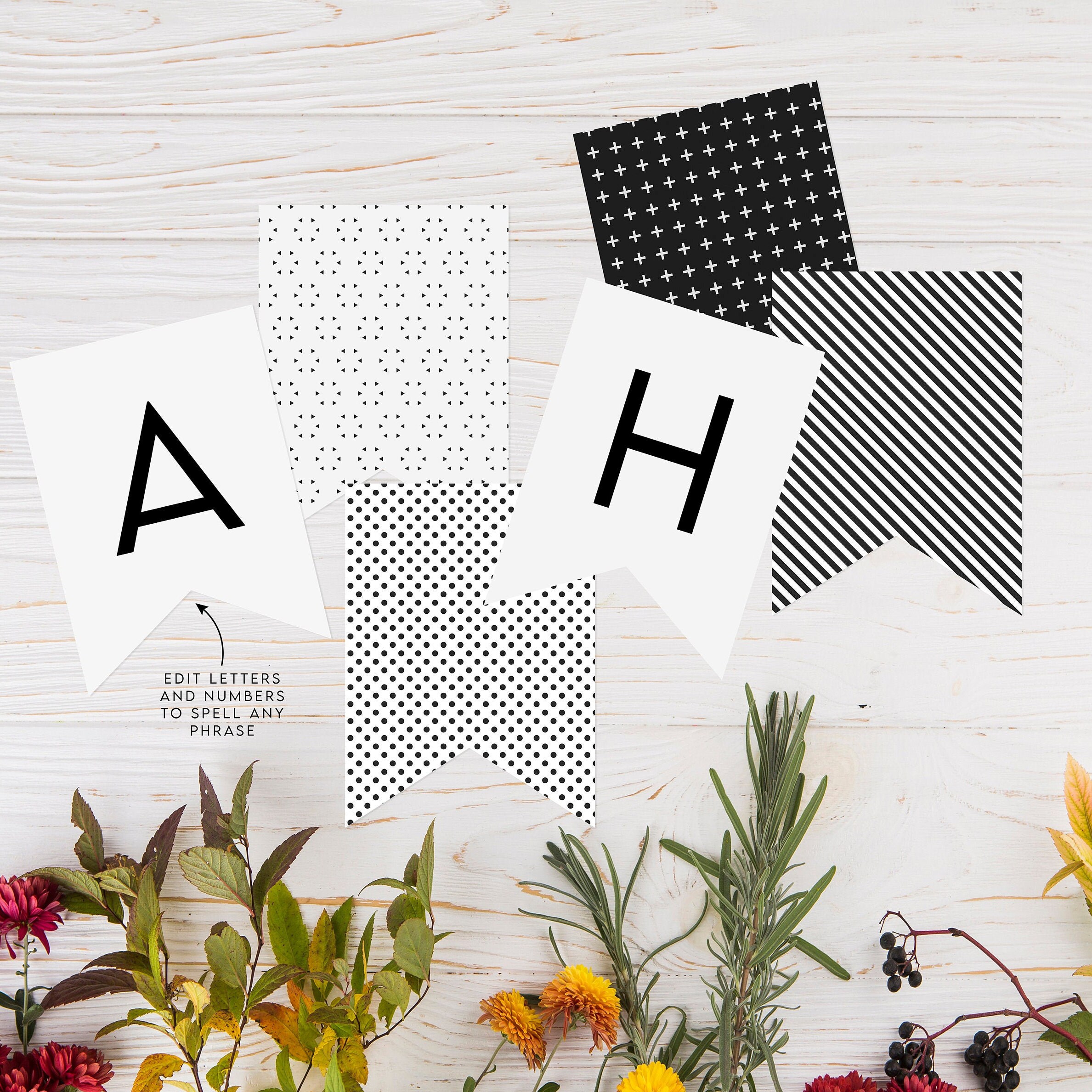 Printable Modern Party Banner Editable Letter Banner | Etsy