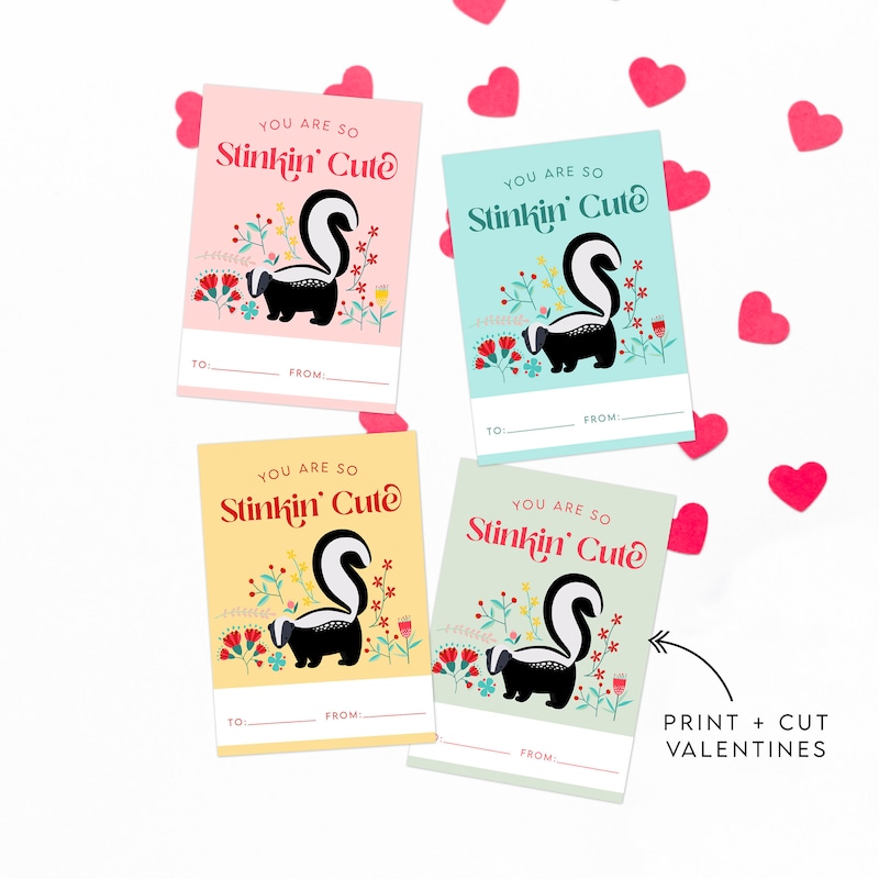 Skunk Valentine Card - Etsy