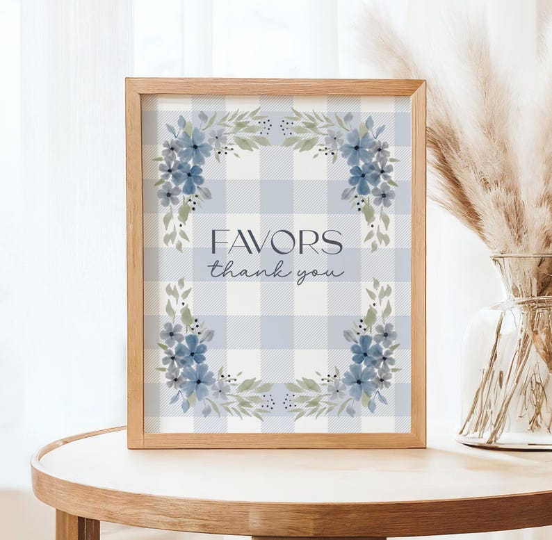 Baby Shower Bundle, Blue Gingham Floral, Easy DIY Party Decor, Games ...
