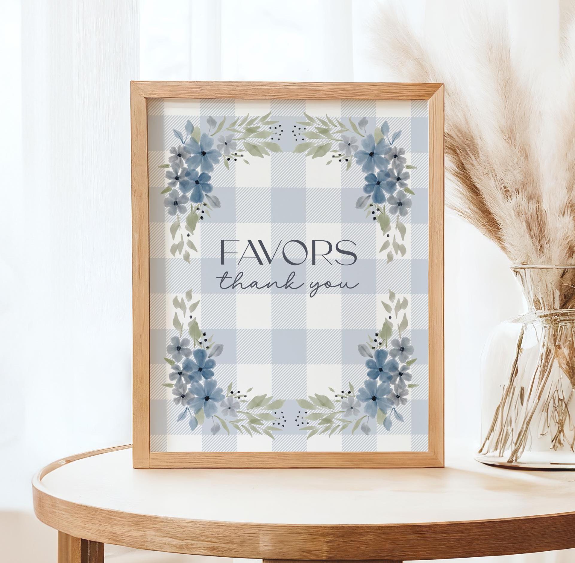 Baby Shower Bundle, Blue Gingham Floral, Easy DIY Party Decor, Games ...