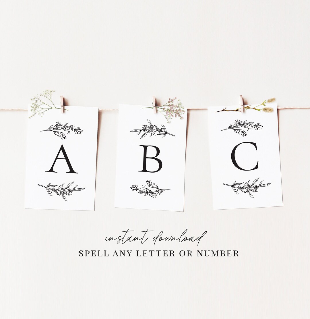 Simple Wildflower Letter + Number Banner | Editable Wildflower Banner ...