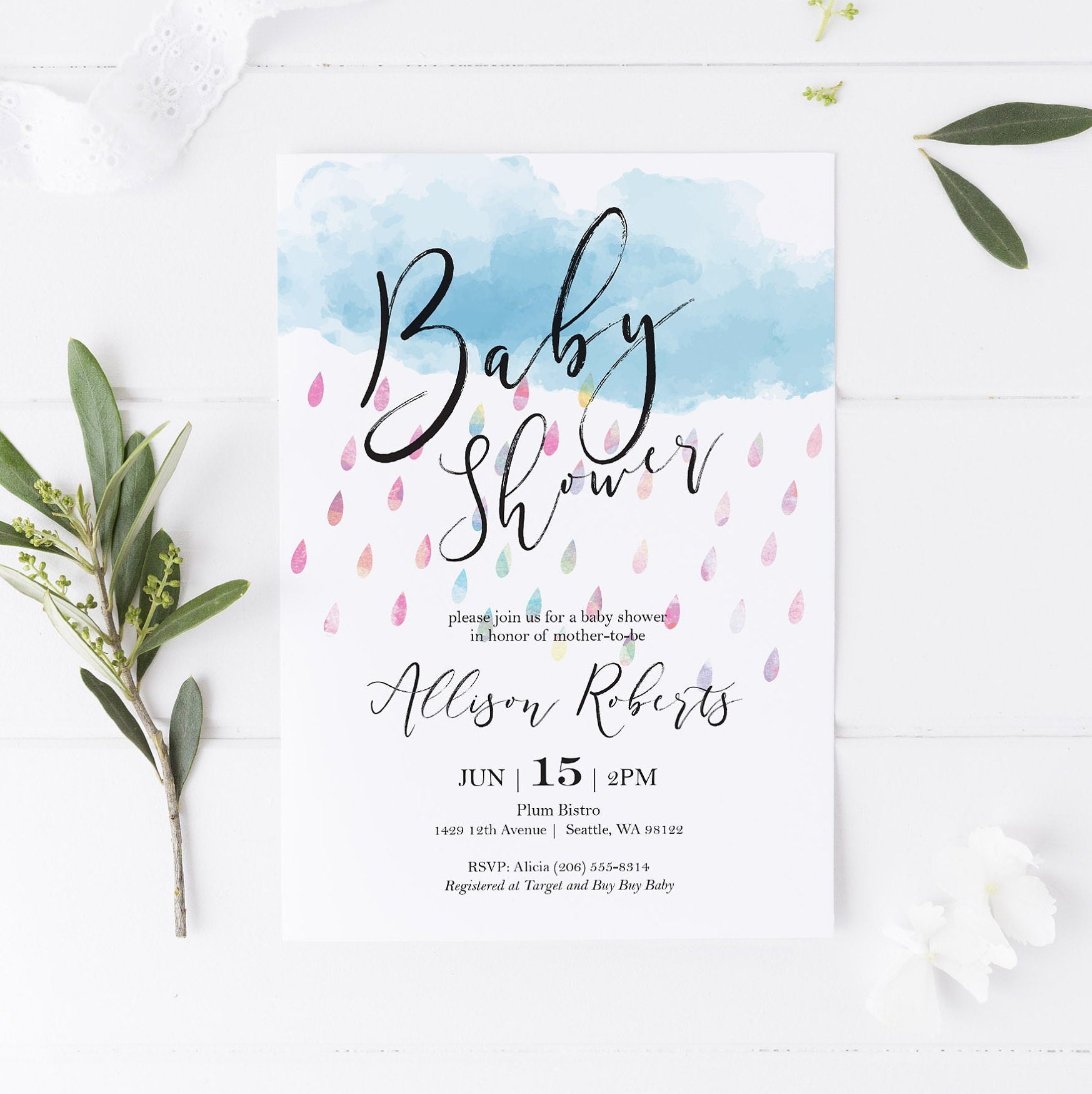 Late Night Diapers Rain Shower Print: Baby Shower Activity (PDF or JPG ...