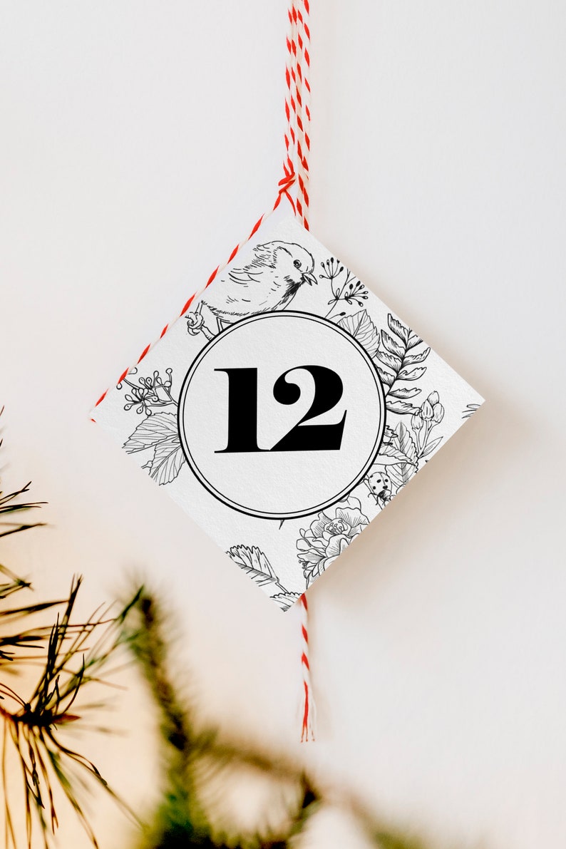 Christmas Advent Numbers Printable Advent Tags DIY Advent - Etsy