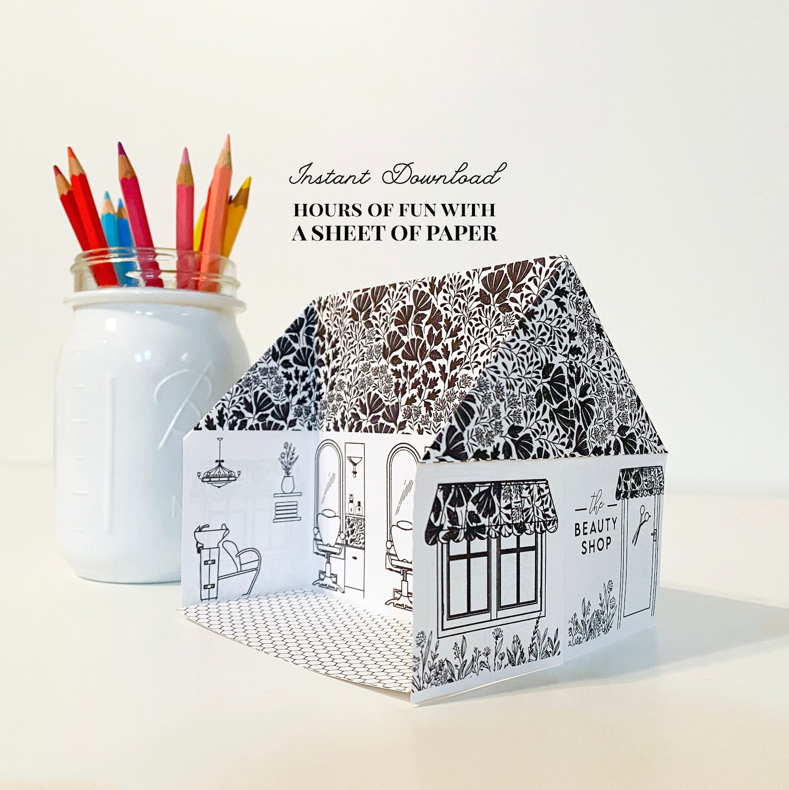 Printable Origami Bakery & Sweet Shop Coloring Page - Etsy