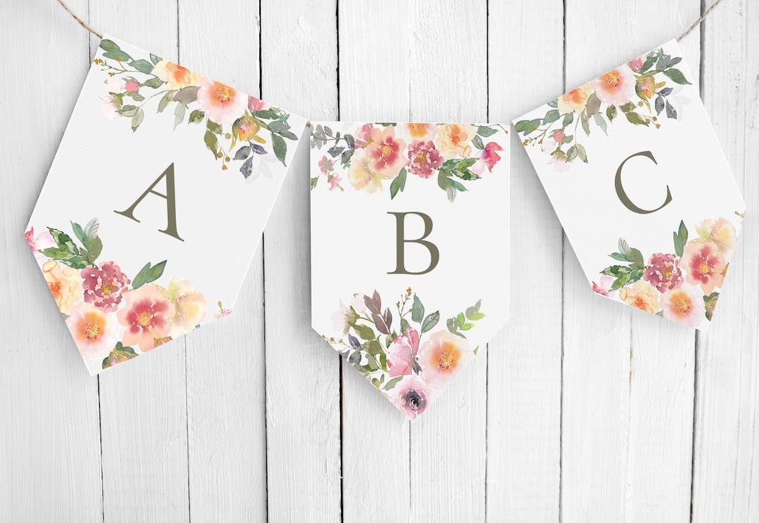 Garden Flower Printable Paper Banner | Editable Banner Template ...