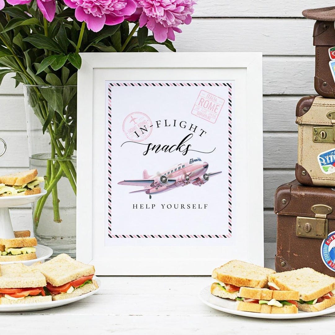 Inflight Snacks Sign: Travel Bridal Shower Decor (5x7 & 8x10 JPG ...