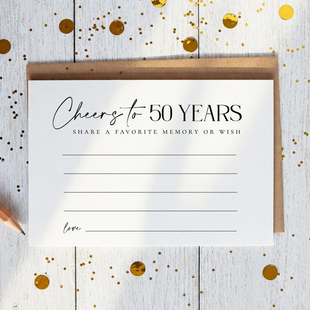 50th Anniversary Memory Card: Modern Minimalist Wish Card (digital ...