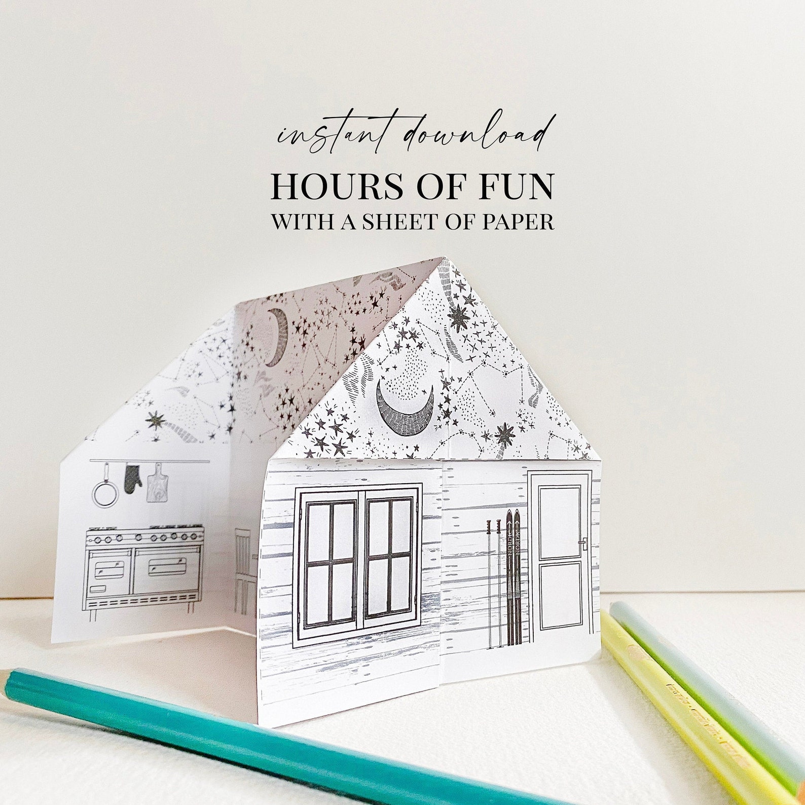 Printable Origami Bakery & Sweet Shop Coloring Page - Etsy