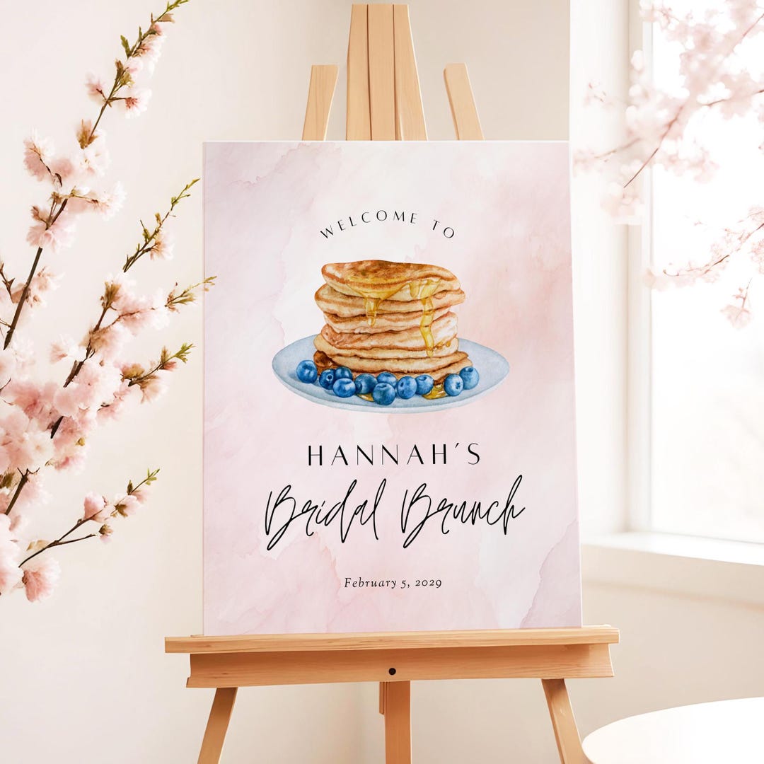 Pancake Bridal Shower Brunch Welcome Sign, Editable Template, Breakfast ...