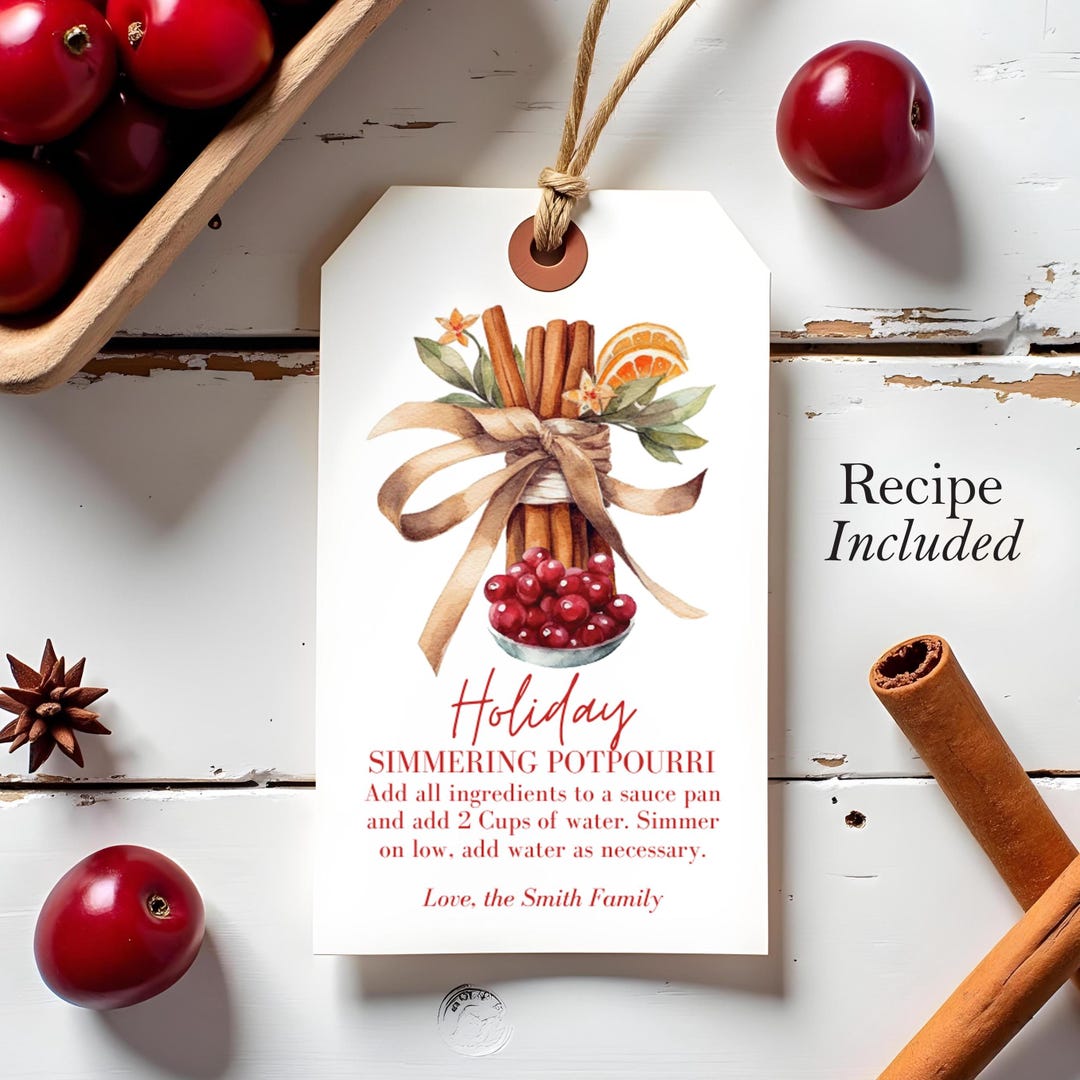 Printable Simmering Holiday Potpourri Tag, 100% Editable Template ...