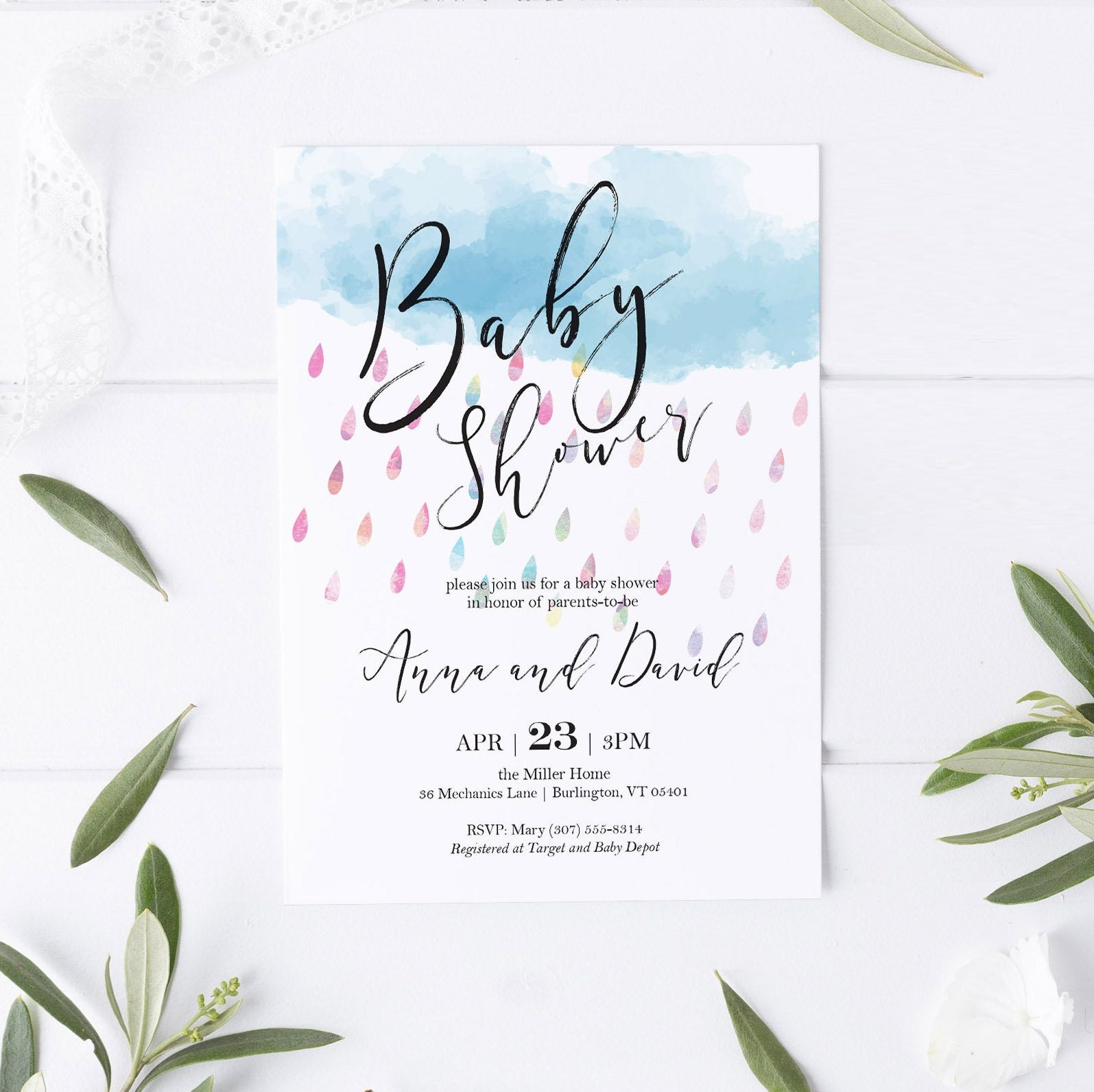Late Night Diapers Rain Shower Print: Baby Shower Activity (PDF or JPG ...