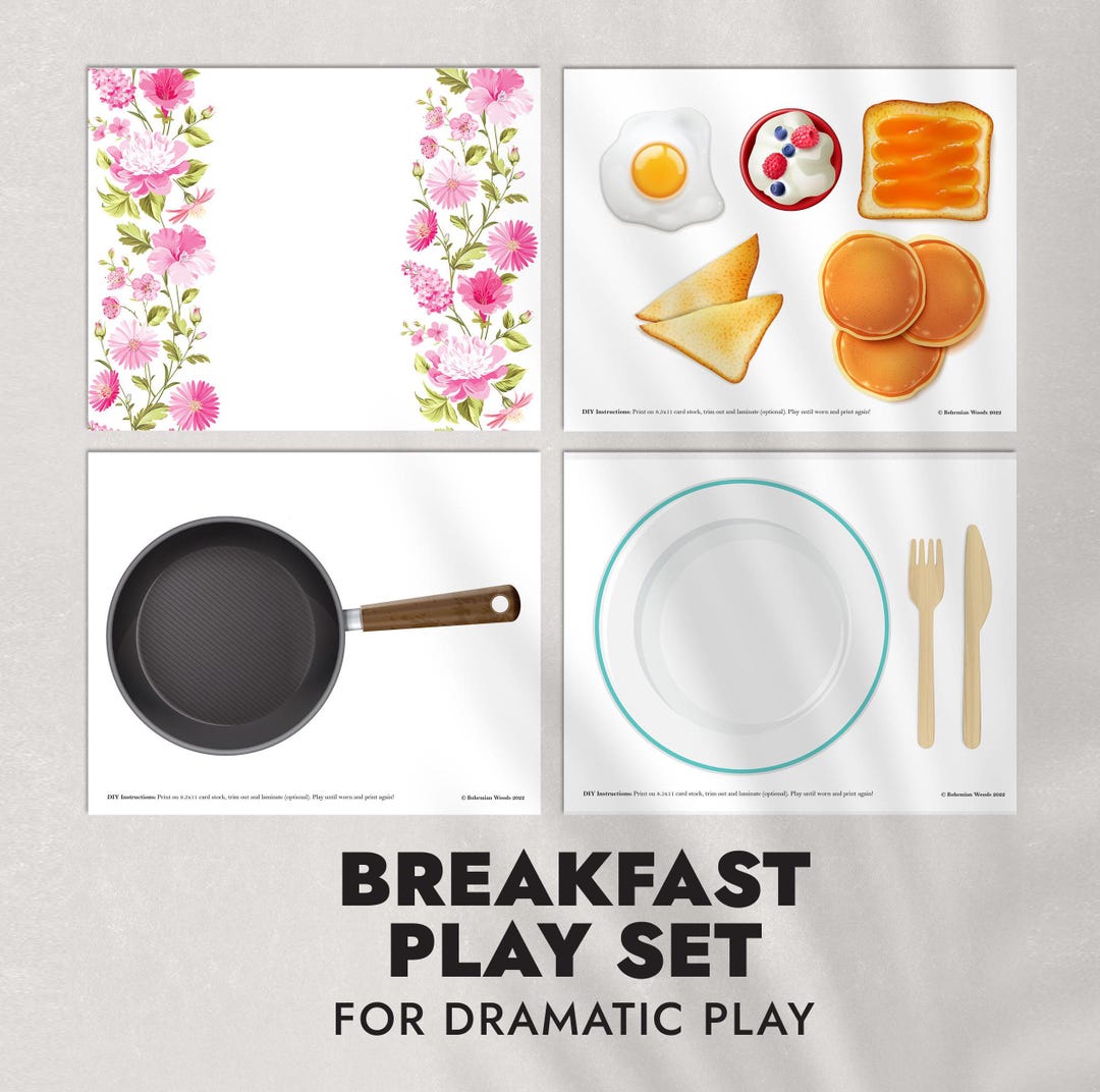 Breakfast Food Set, Printable Dramatic Play, Preschool Kitchen, Food ...