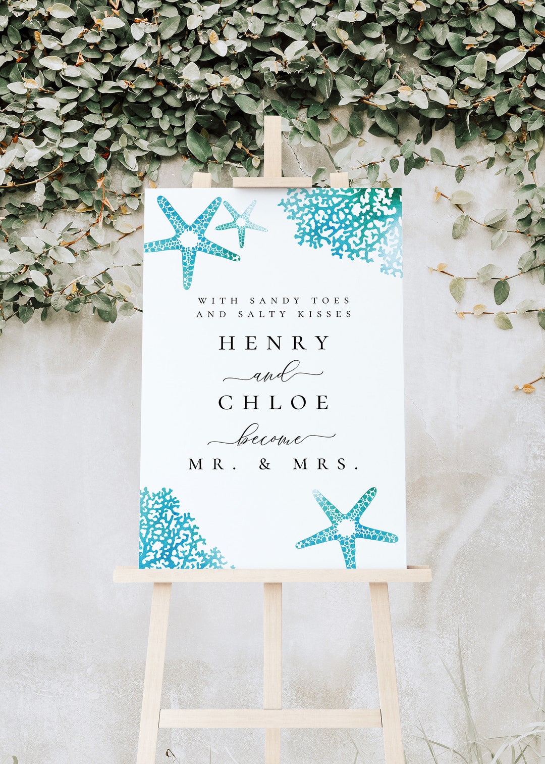 Sandy Toes & Salty Kisses Sign Editable Template Beach Engagement ...