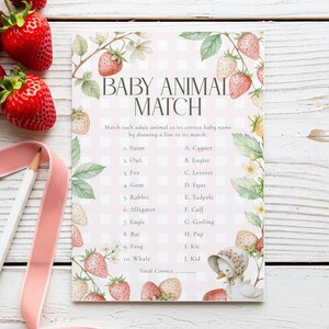 Silly Goose Baby Shower Invitation: Pink Gingham & Strawberries (5x7 ...