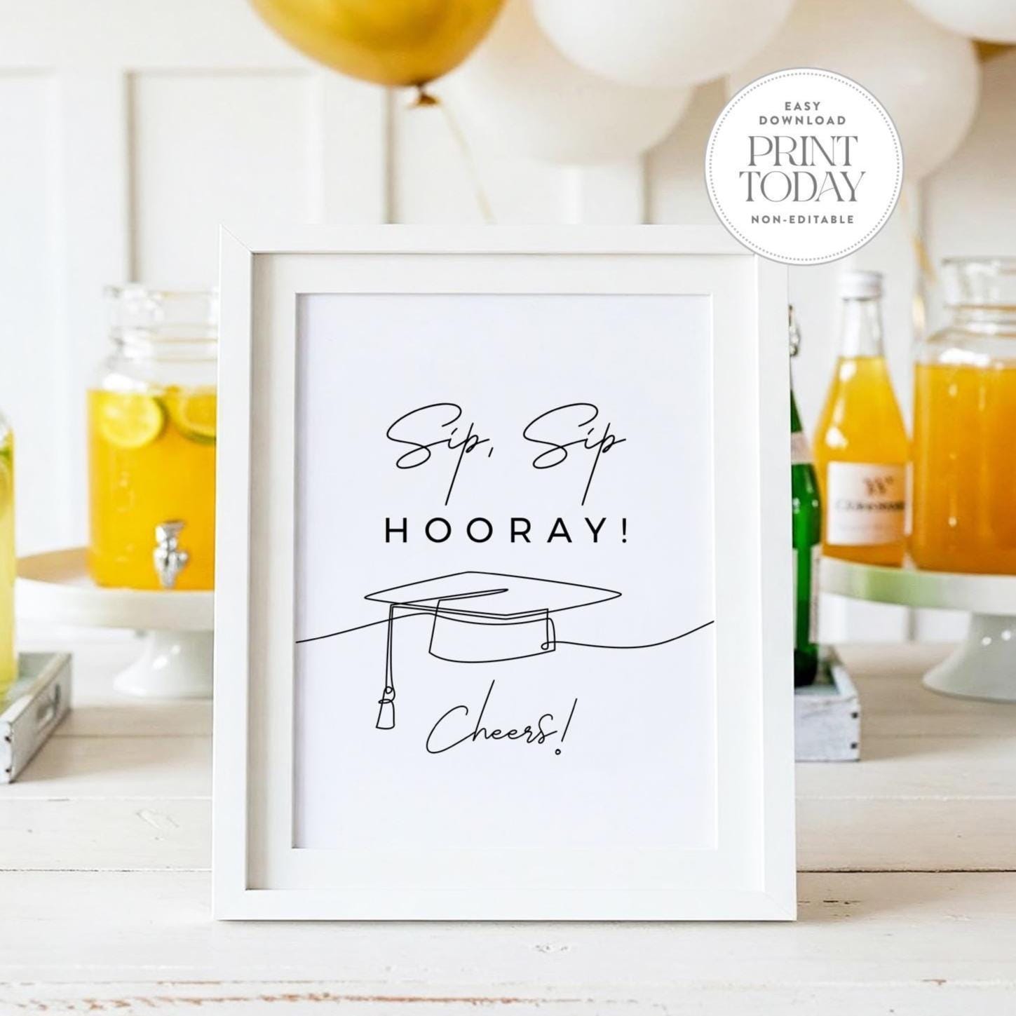 Sip Sip Hooray Printable Gradation Sign, Grad Party Drink Station, 5x7 ...