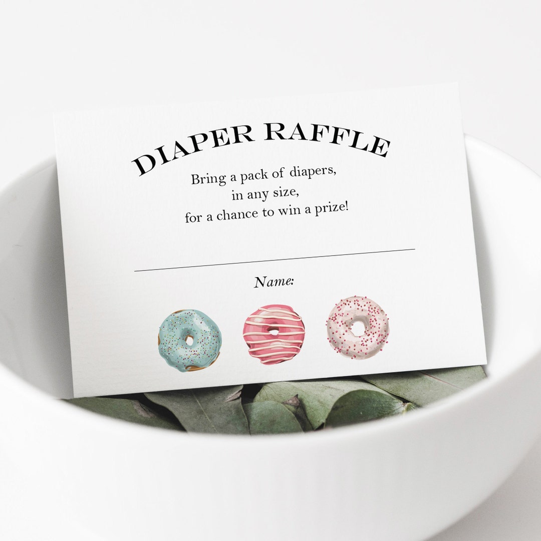 Diaper Raffle Ticket | Diaper Insert Card | Donut Baby Shower | Donut ...