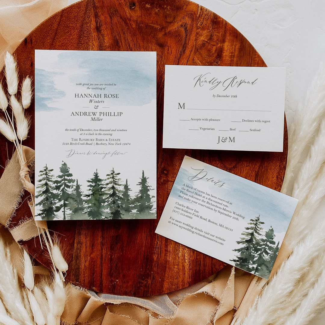 Woods Wedding Invitation Suite | Editable Templates | Invitation, RSVP ...
