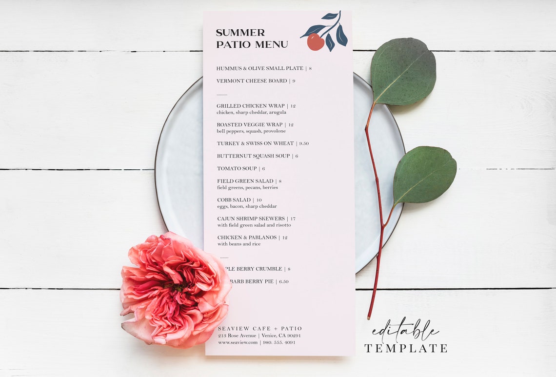 Editable Menu Product or Service Price List Template - Etsy