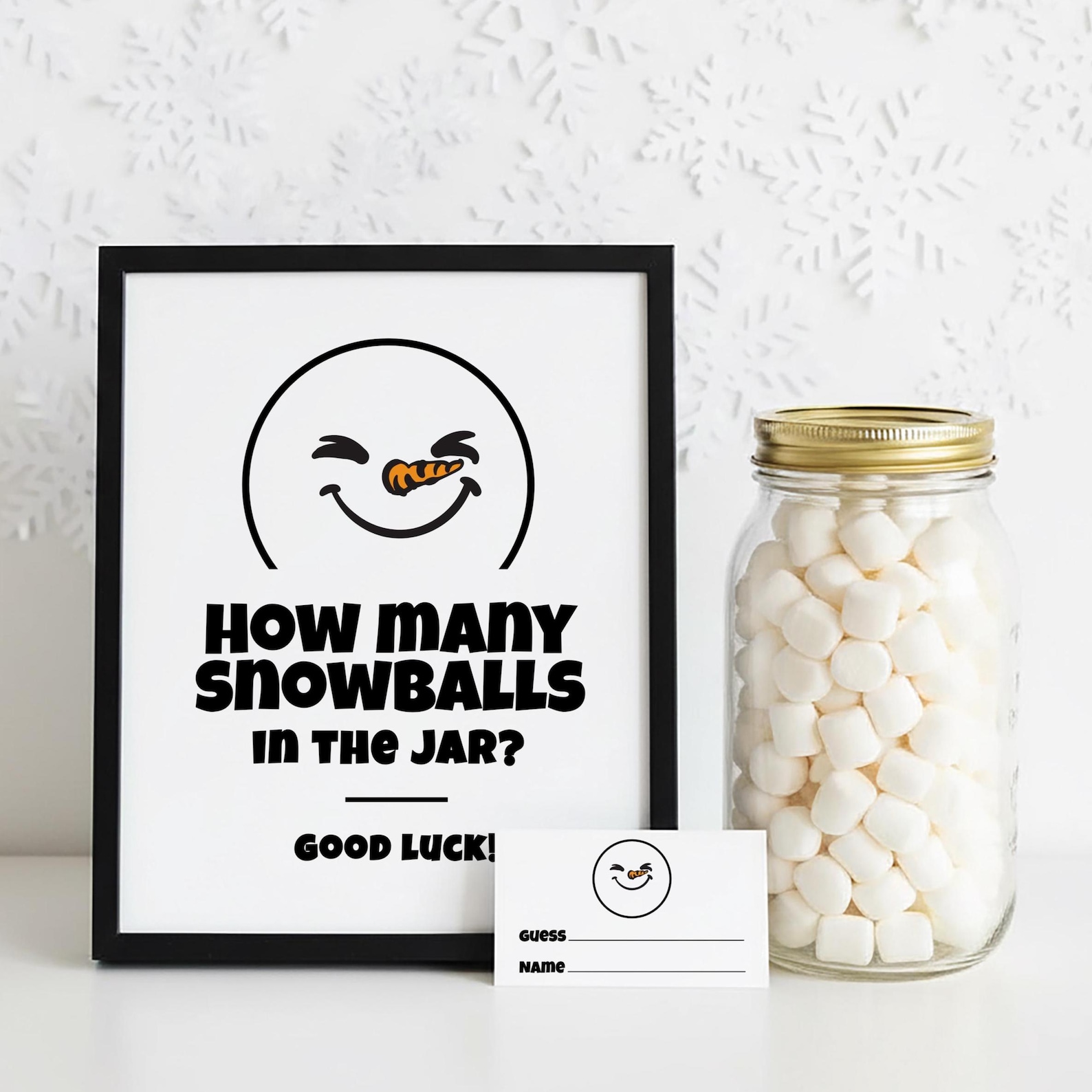 Snowball Guessing Game, Christmas Party Sign & Guess Cards, Classroom ...