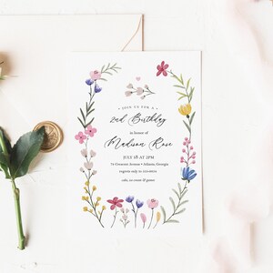Wildflower Printable Paper Banner | Editable Banner Template | Birthday ...