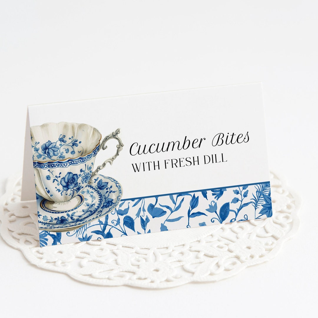 Tea Party Buffet Labels or Place Cards, Editable Template, Bridal ...