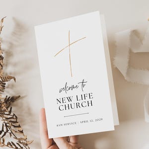 Modern Church Bulletin Template, Weekly Order of Service, Canva ...
