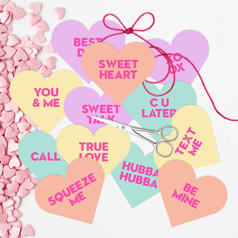 Conversation Heart Printable Paper Banner Valentine's - Etsy