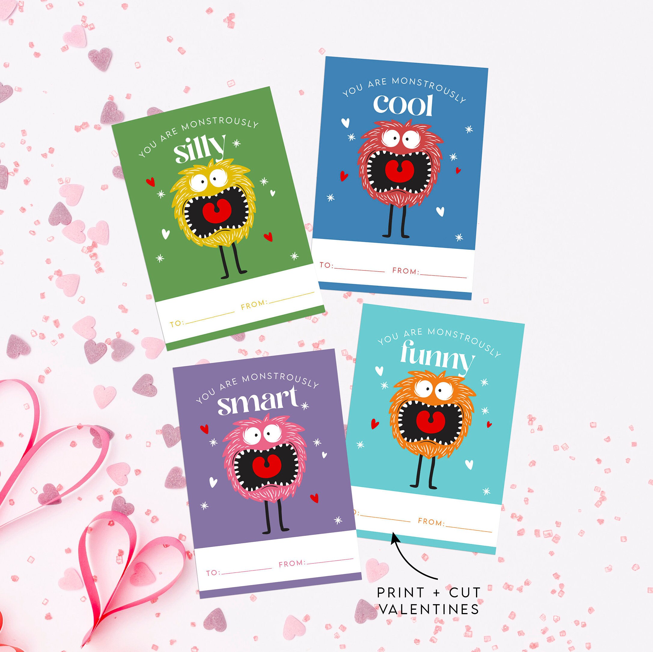 Yeti Valentines Print Cut Classroom Valentines | Etsy