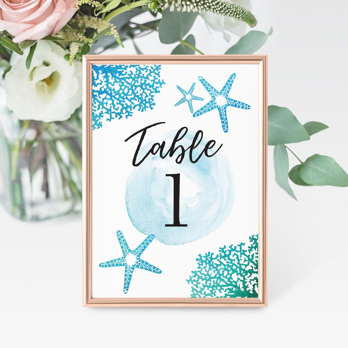 Beach Table Number Template Instant Download Printable | Etsy
