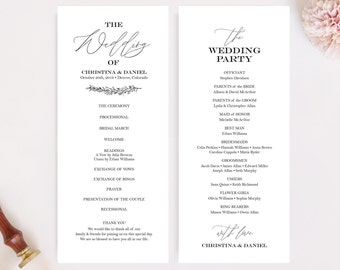 Printable Wedding Ceremony Program 4.25'' X - Etsy