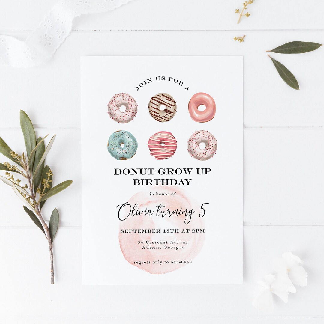 Donut Birthday Invitation Editable Printable Template Donut Theme ...