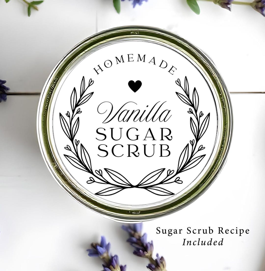 Sugar Scrub Jar Label | 2" Mason Jar Lid Stickers | Gift Giving ...
