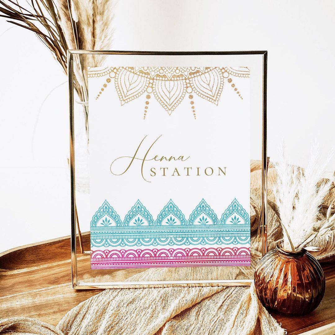 Henna Station Print Indian Bridal Shower or Mehndi Gold - Etsy