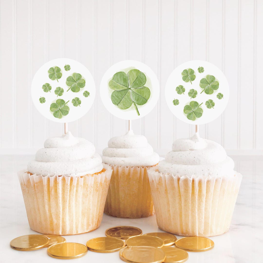 Shamrock Cupcake Toppers: St. Patrick's Day Party Decor (digital ...