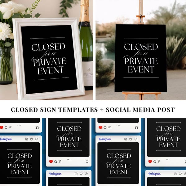 Closed for Private Event Sign - Etsy