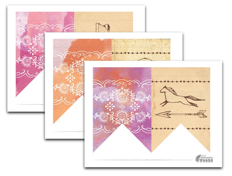Printable Paper Banner Rustic Cowgirl Bunting Instant | Etsy