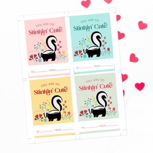 Skunk Valentines: Print & Cut Classroom Cards (digital Download) - Etsy