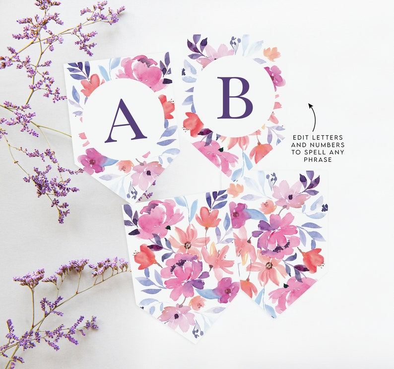 Wildflower Banner Editable Letter Banner Template - Etsy