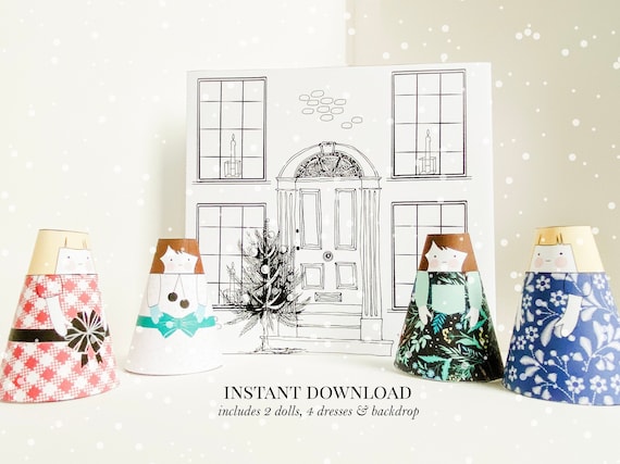 Printable Cozy Winter Paper Doll Kit Dolls Dresses | Etsy