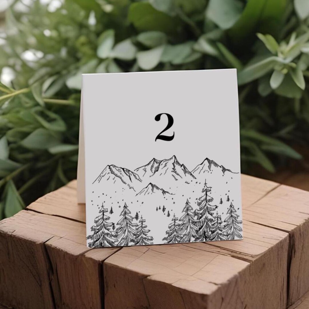 Table Numbers 1-30, Folded Tent Cards, Mountain Theme, Non-editable PDF ...