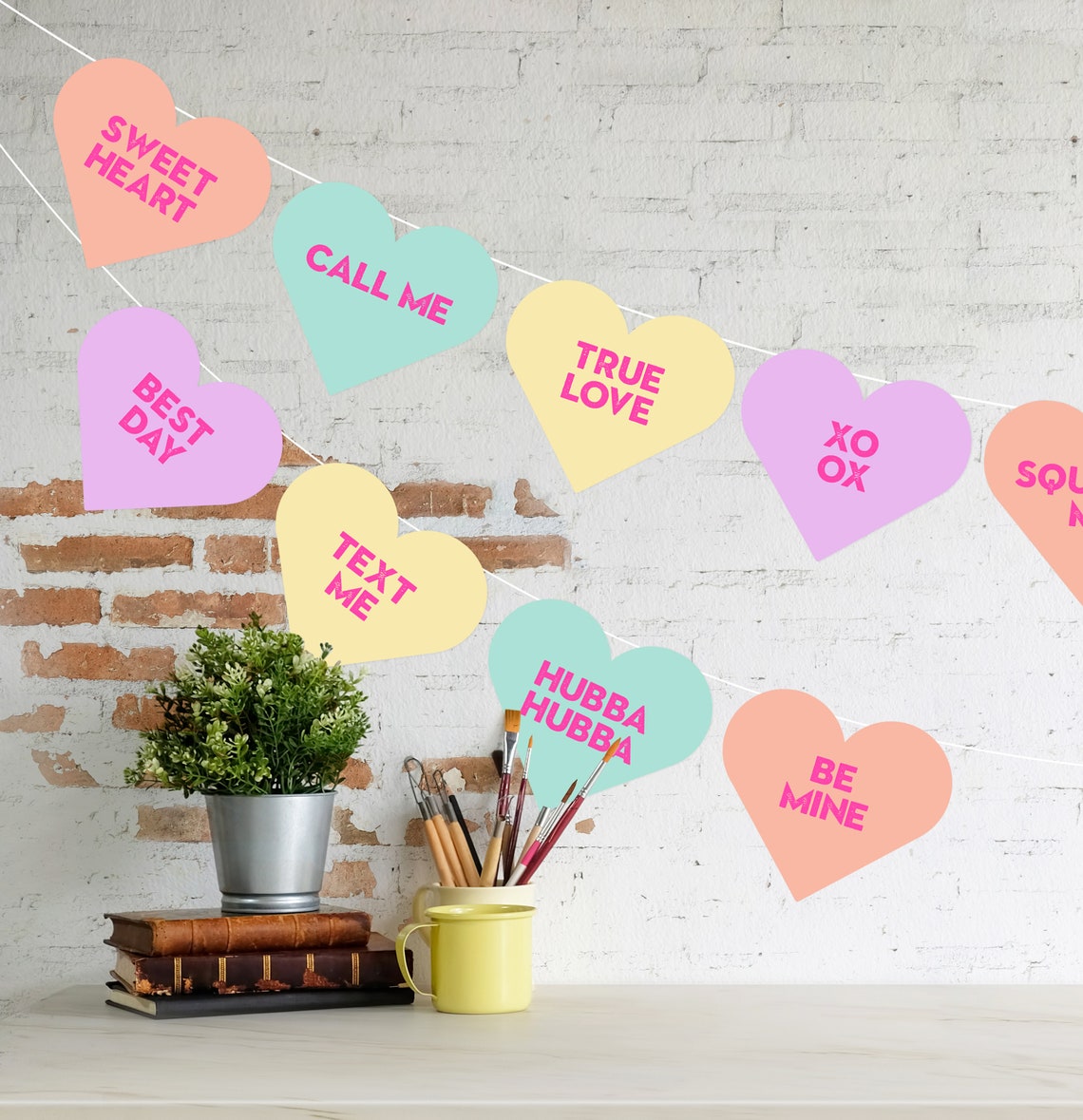 Conversation Heart Printable Paper Banner Valentine's - Etsy