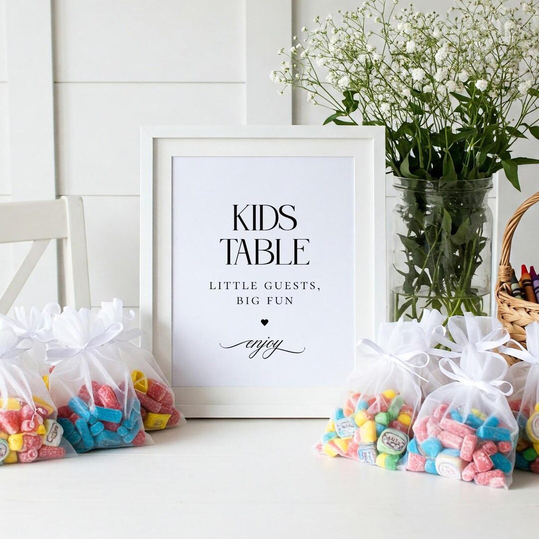 PRINTABLE Kids Table Sign, Wedding, Bridal or Baby Shower, Children's ...